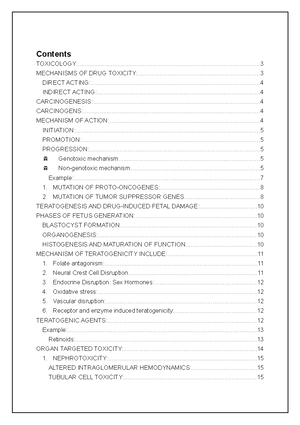 Pharmacology 5 - Table of Contents Introduction to - Studocu
