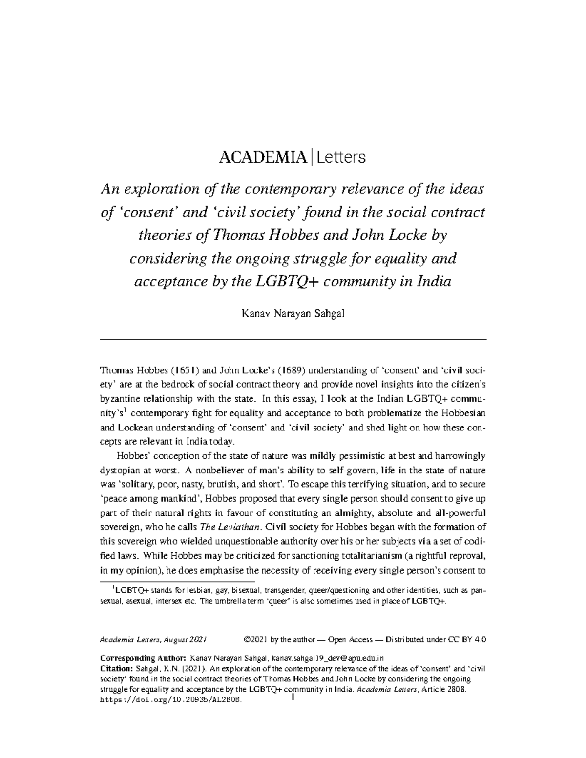 An exploration of the contemporary relev - ACADEMIA Letters An ...