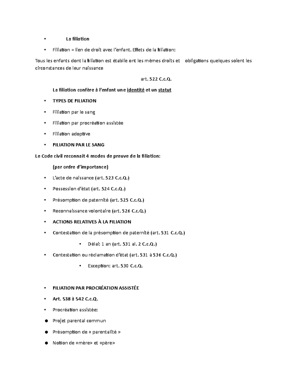 Famille - La filiation - La filiation Filiation = lien de droit avec l ...