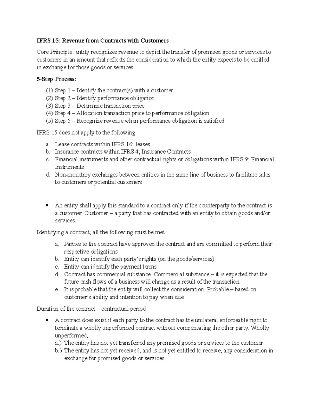 IFRS 15 Summary Practice IFRS 15 Revenue From Contracts With