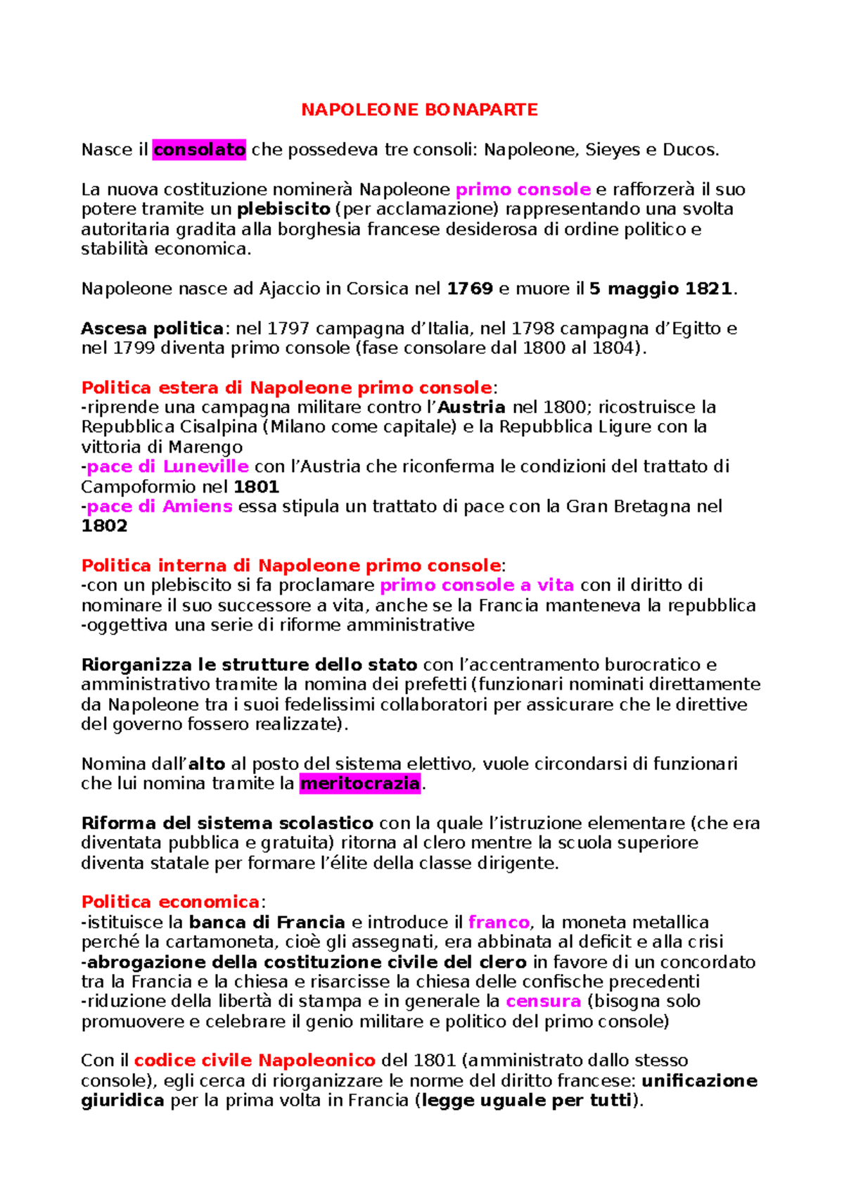 Napoleone Bonaparte - NAPOLEONE BONAPARTE Nasce il consolato che ...