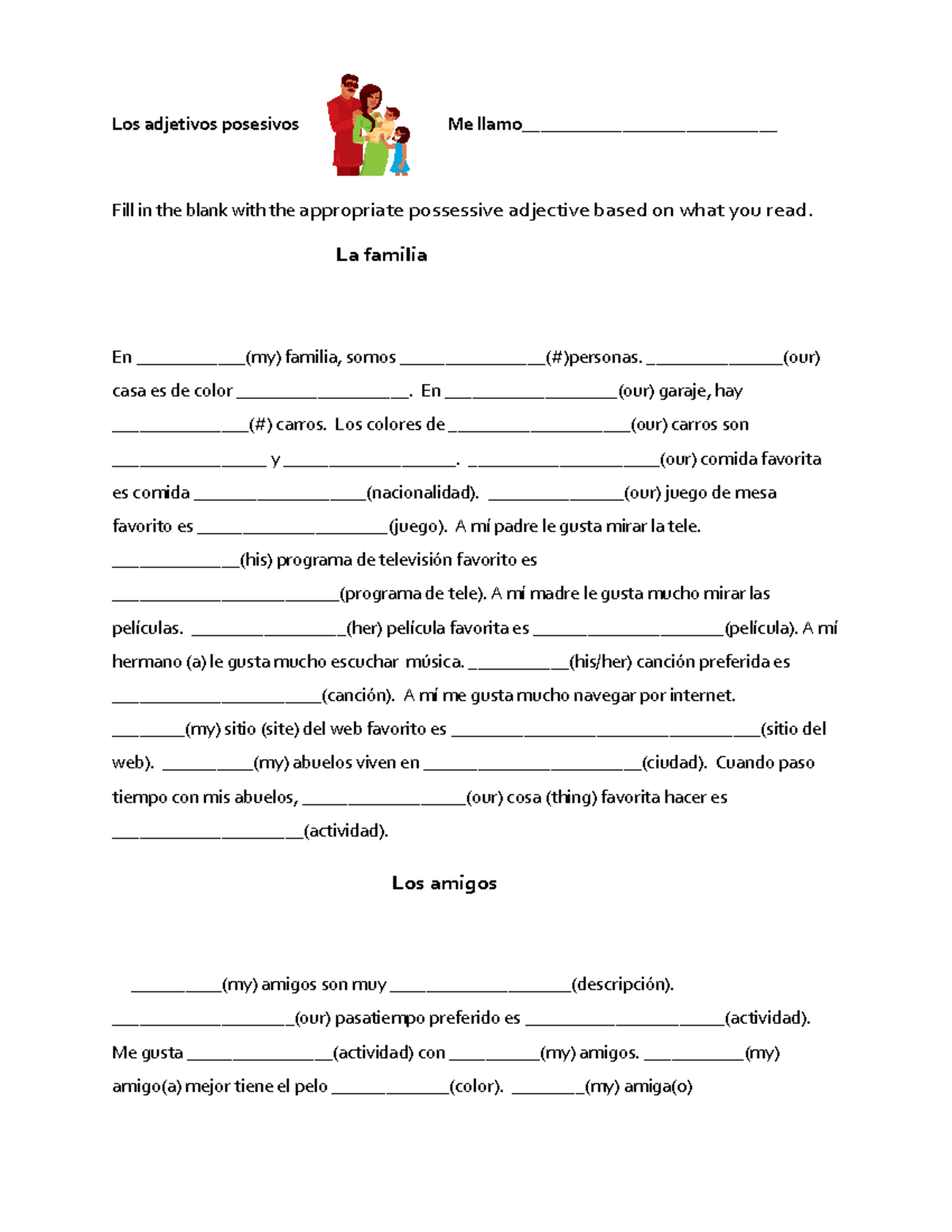 Abdullah Adil - Possessiveadjectivesin Spanishactivity ...