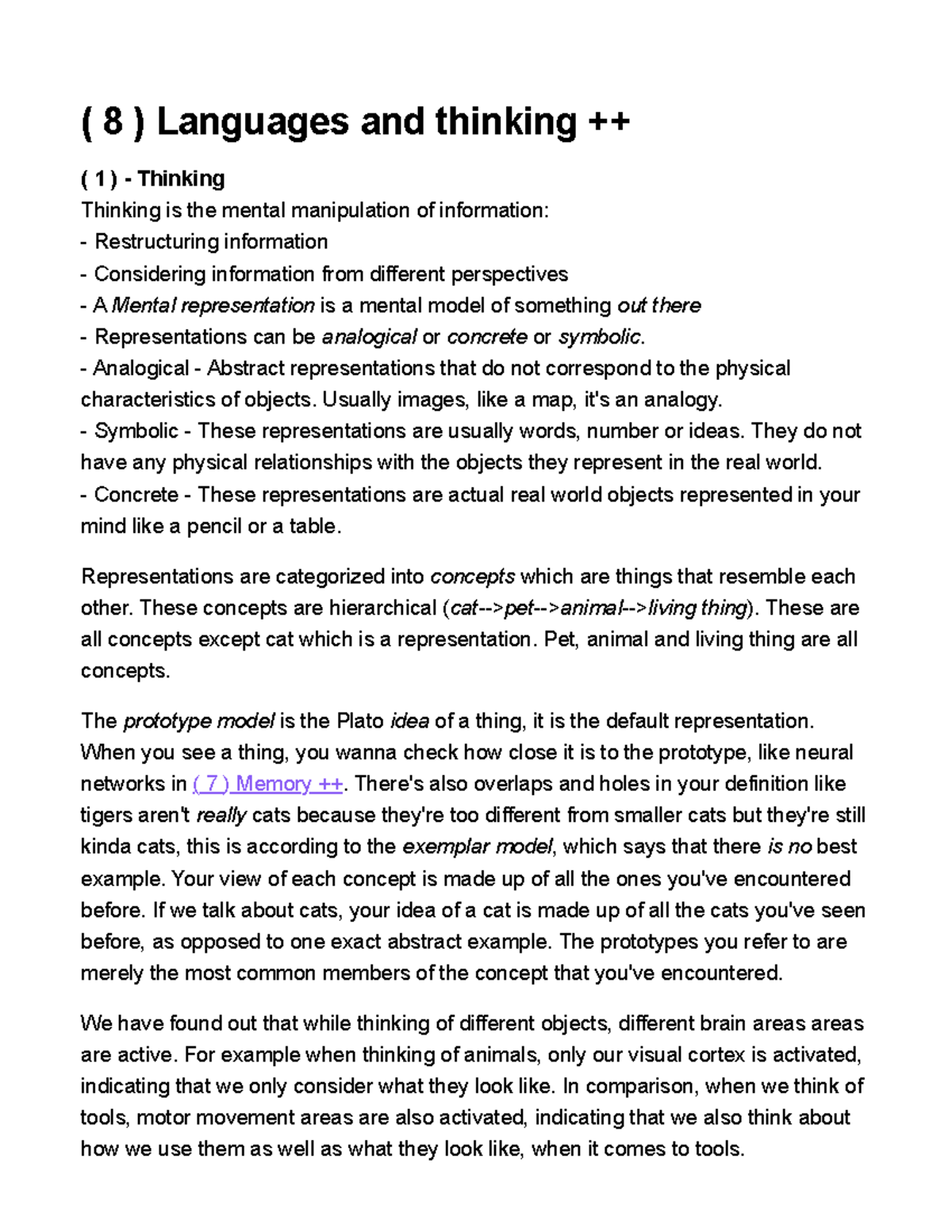 Languages, thinking and cognition - ( 8 ) Languages and thinking ++ ( 1 ...