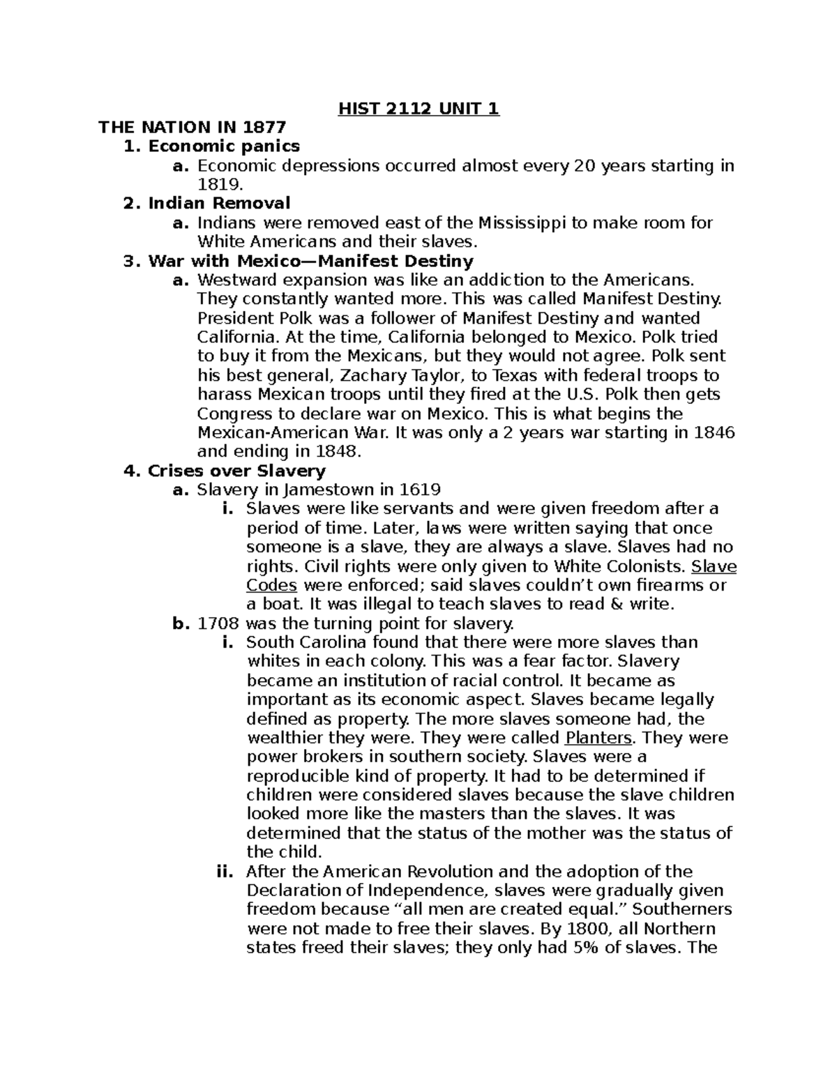 HIST 2112 UNIT 1 - Lecture notes Unit 1 Lecture - HIST 2112 UNIT 1 THE ...