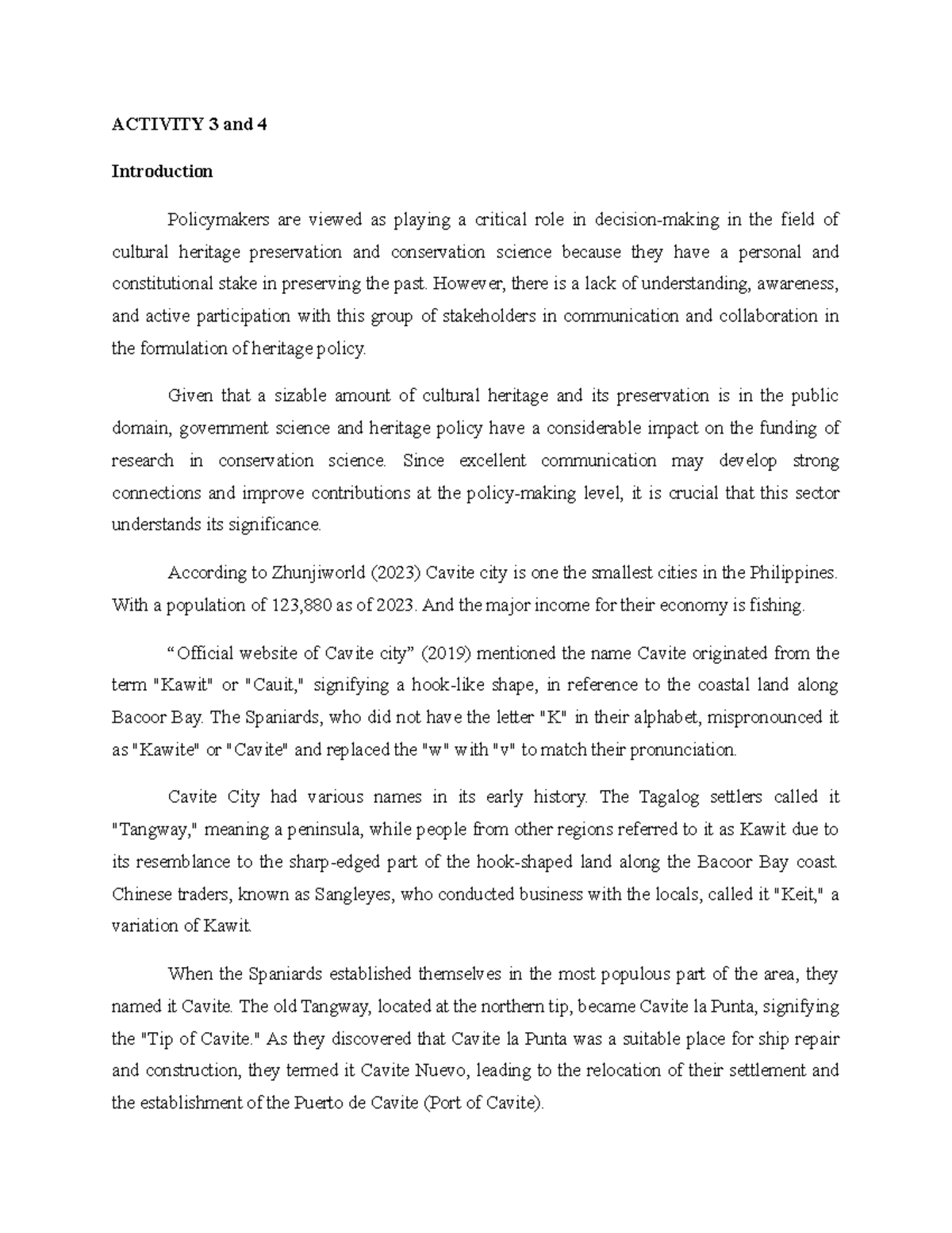 Chapter 1 group 6 - aaaa - ACTIVITY 3 and 4 Introduction Policymakers ...