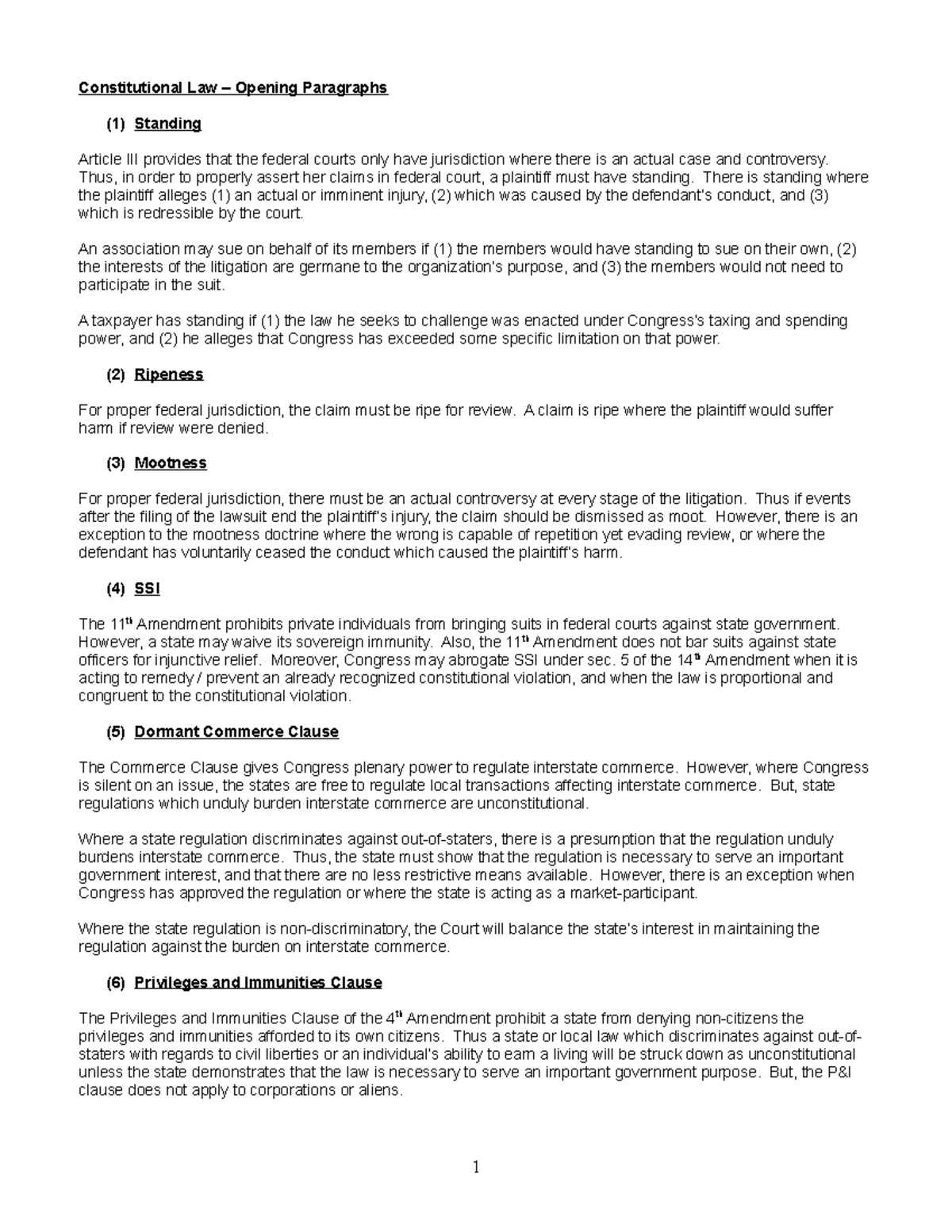 Conlaw-openingps - constitutional law exam openers - Constitutional Law ...