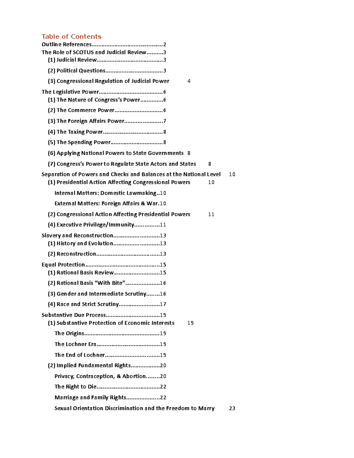 Con Law Outline - Spring 2021 - Landau - Table of Contents Outline ...