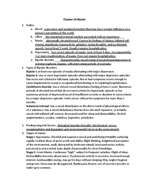 Chapter 14 Bipolar Disorder - Chapter 14 Bipolar Disorder Expected ...