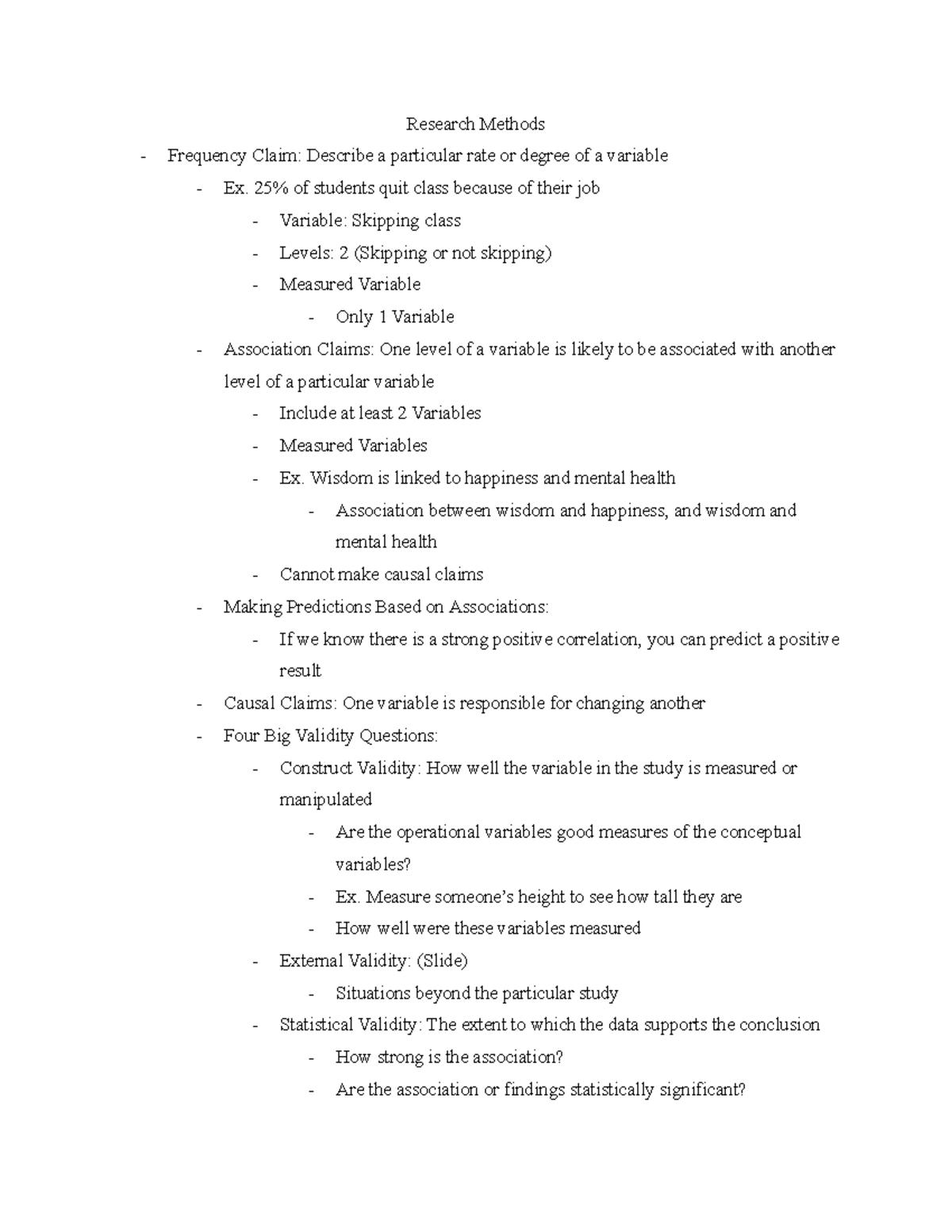 Research Methods Test 1 Lecture Notes - Research Methods Frequency ...