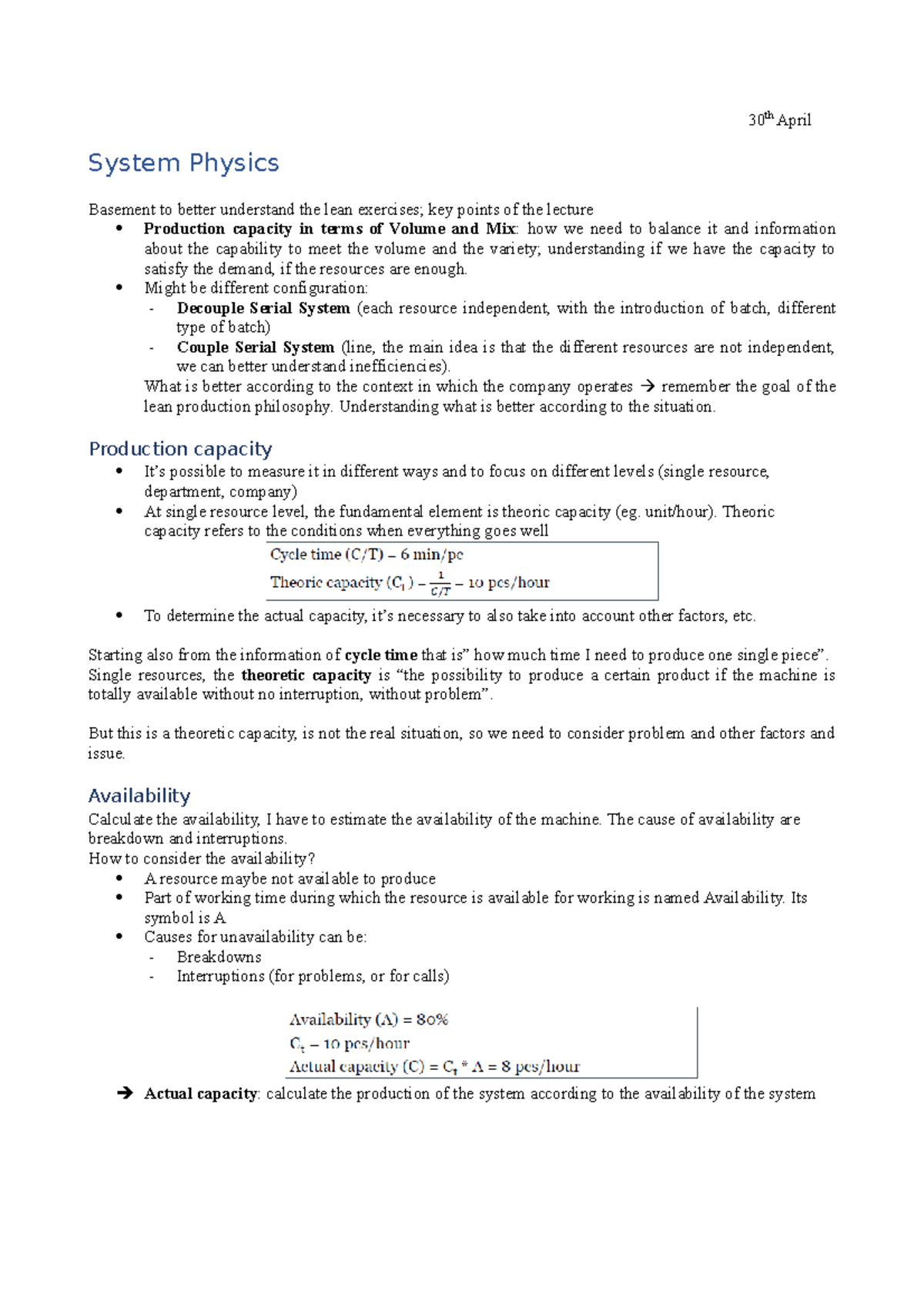 System physics lesson notes - 30 th April System Physics Basement to ...
