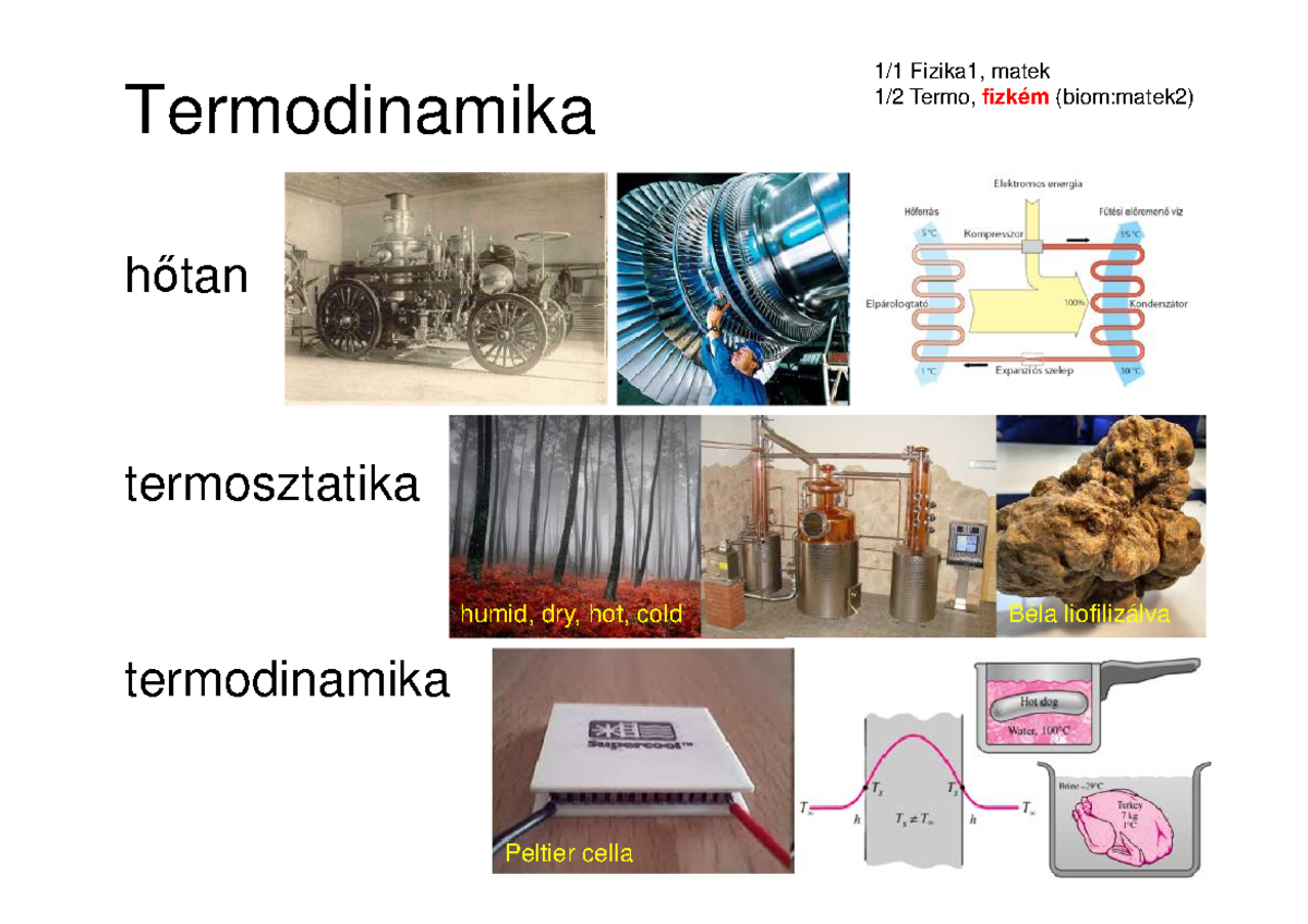 Fizika előadás 1 - ppt - Termodinamika hőtan 1/1 Fizika1, matek 1/2 ...
