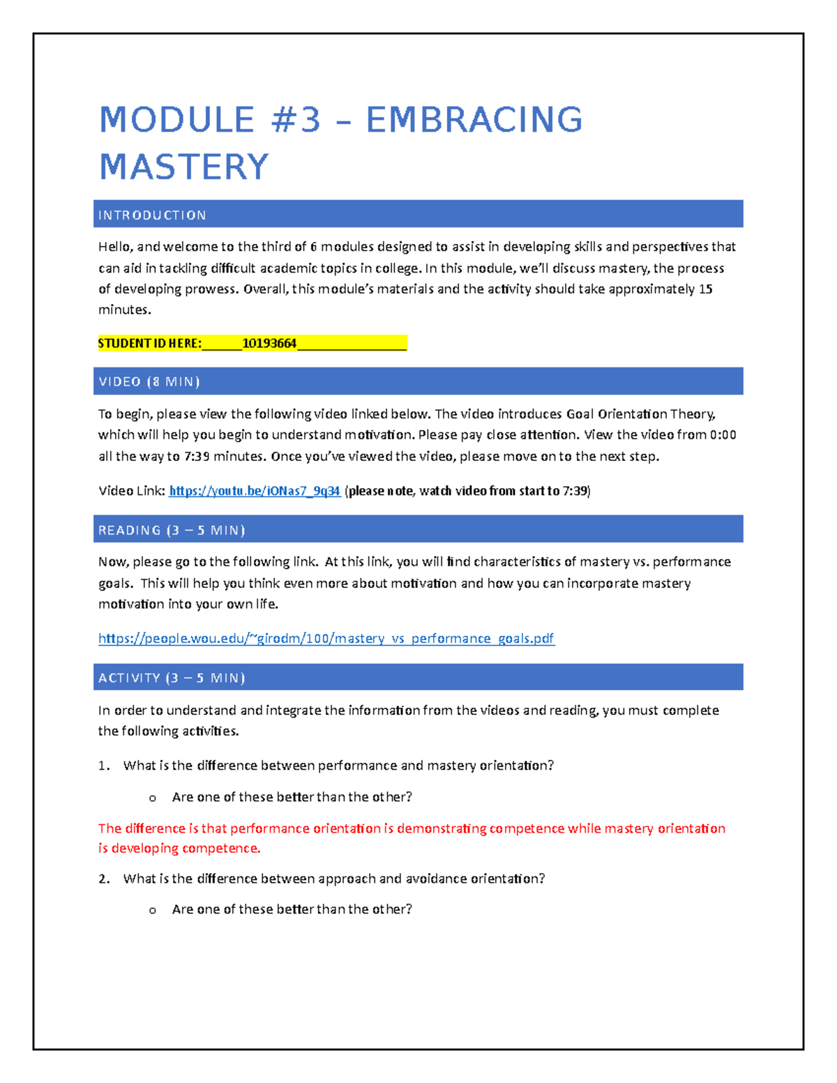 Grant Module 3 10193664 - MODULE #3 – EMBRACING MASTERY INTRODUCTION ...