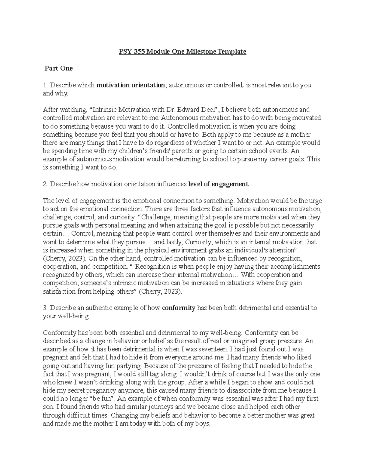 Module One Milestone - Theories of Social Psychology - PSY 355 Module ...