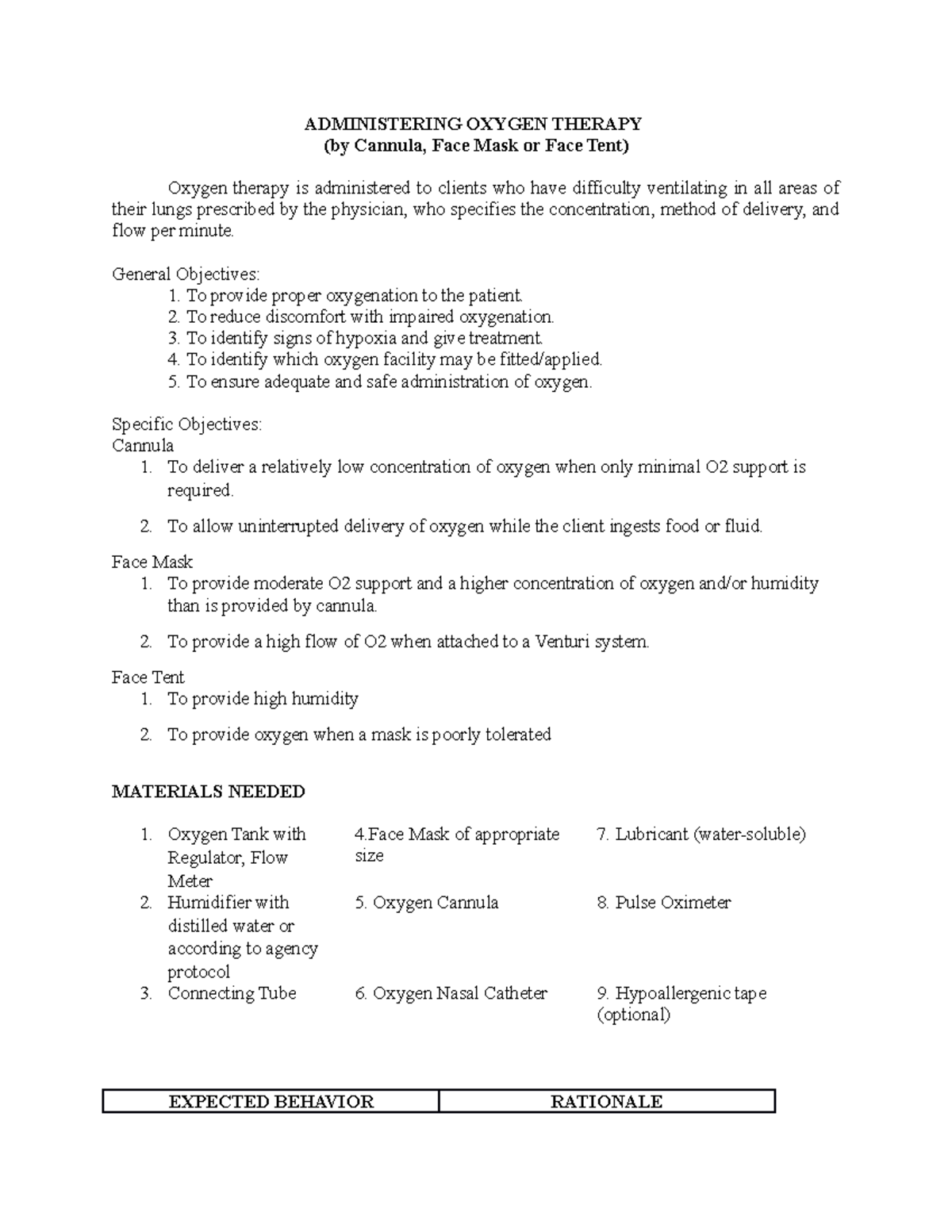Oxygen Therapy Nebu Suctioning y - ADMINISTERING OXYGEN THERAPY (by ...