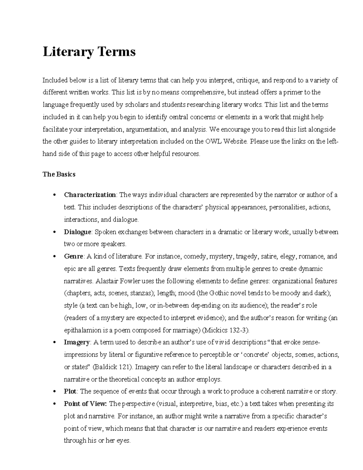 Literary Terms - Literary Terms Included below is a list of literary ...