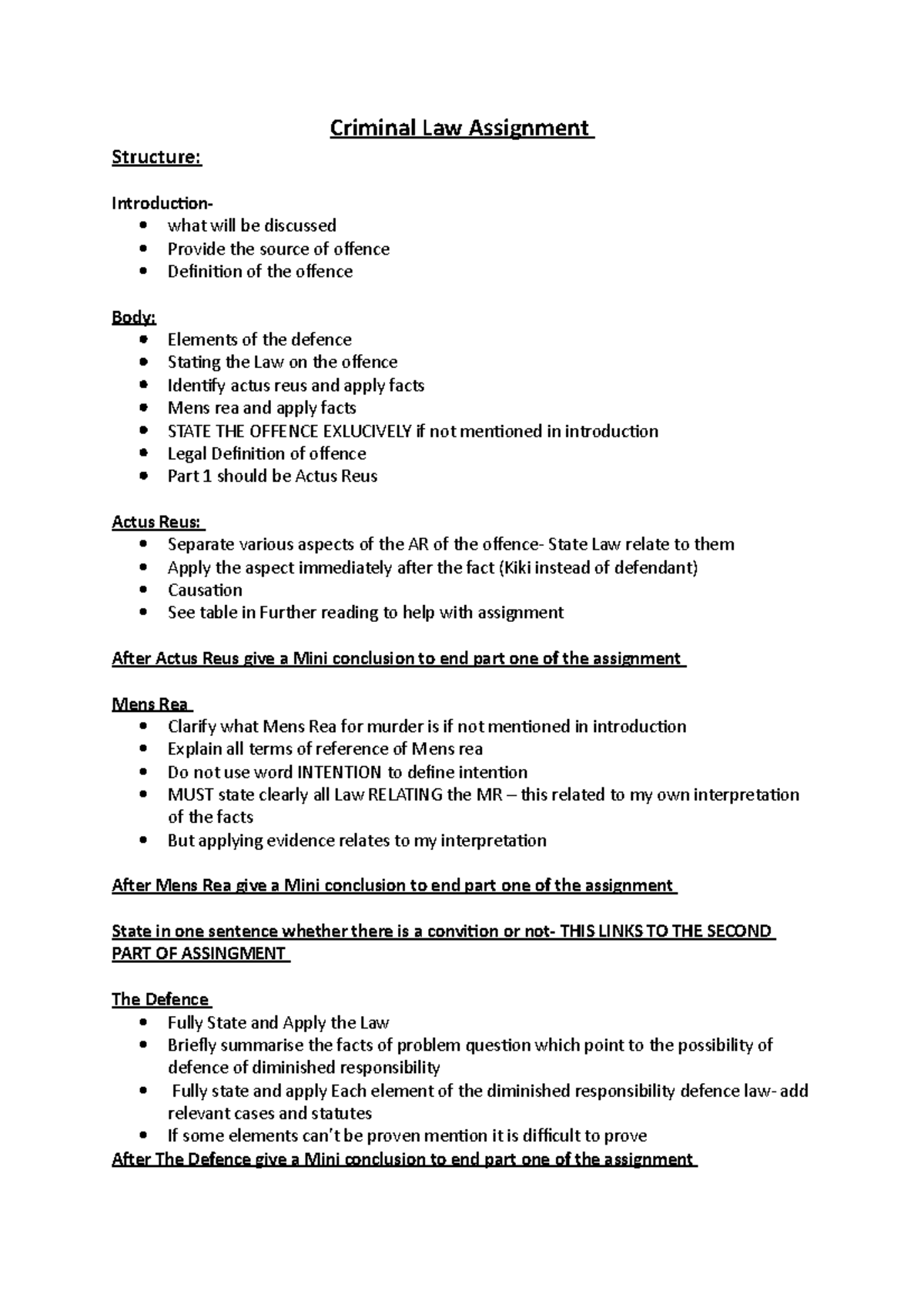 Criminal Law Assignment Help - Criminal Law Assignment Structure ...