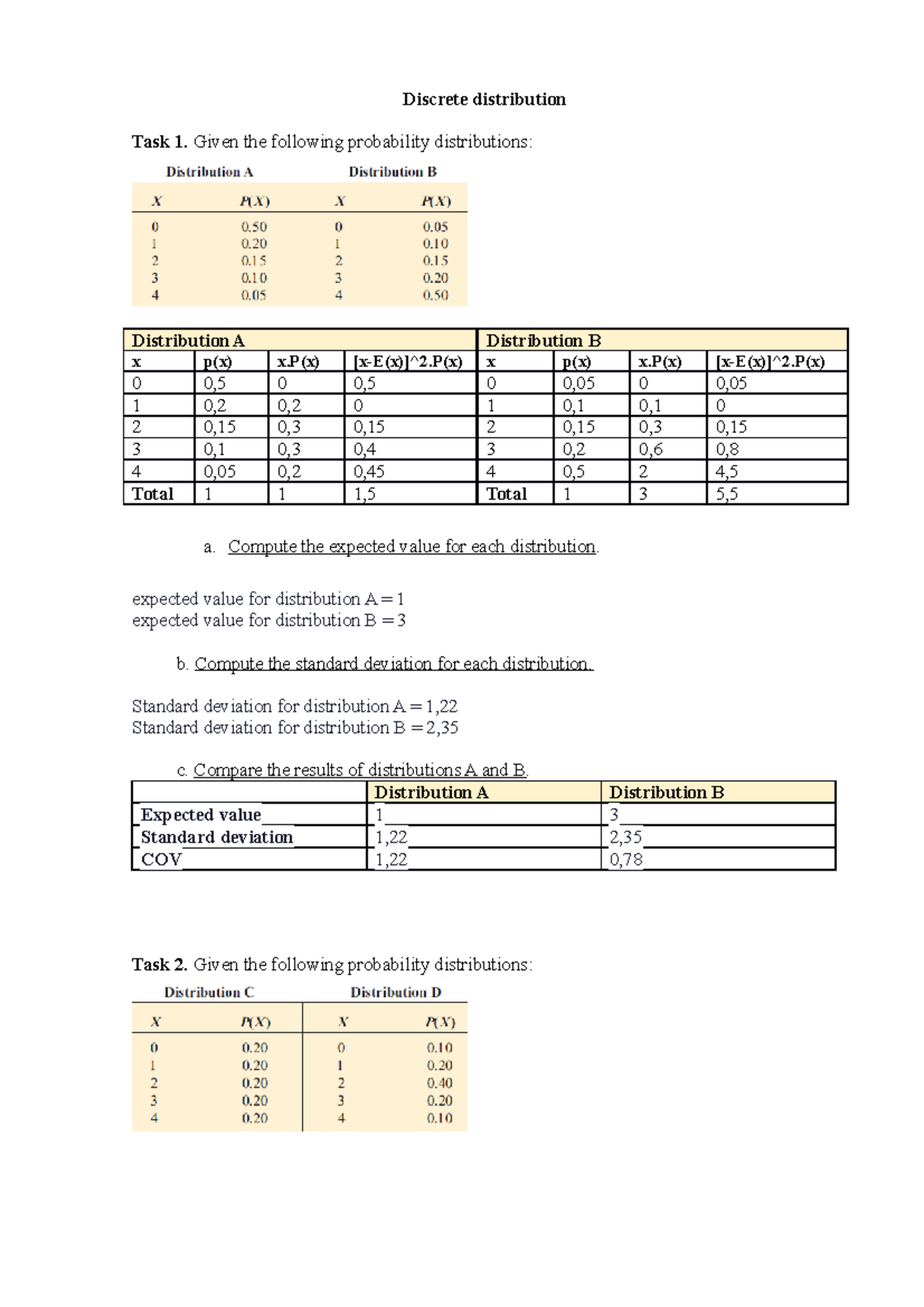 Task 6 Discrete distributions - Discrete distribution Task 1. Given the following probability ...