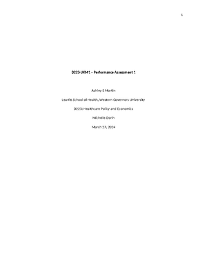 D223 UKM1 task 1 template - D223 – UKM1 – Performance Assessment 1 Put ...