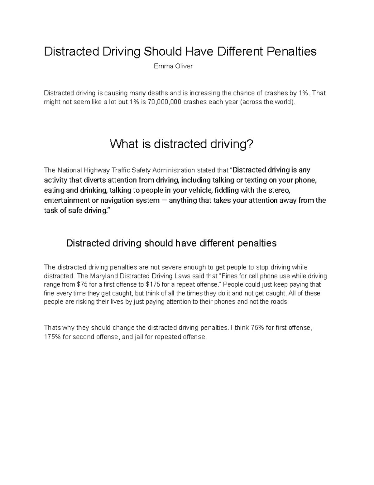 Untitled document - .... - Distracted Driving Should Have Different ...