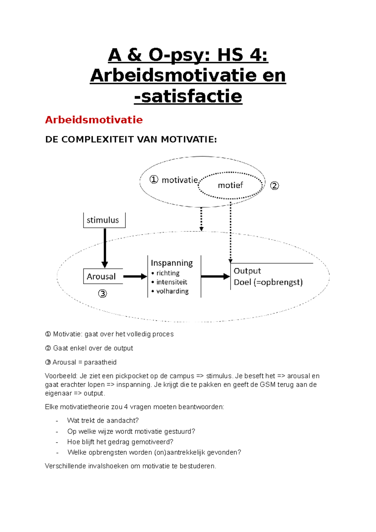 A O psy HS 4 Arbeidsmotivatie en satisfactie - A & O-psy: HS 4 ...