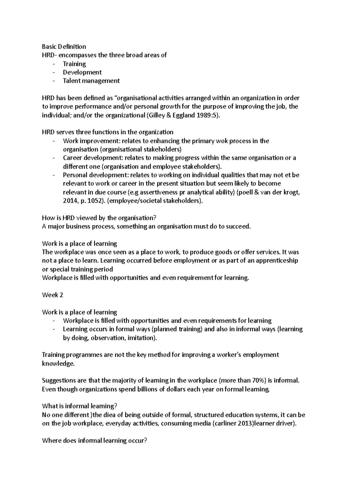 HRD Spring 2022 - hrd notes - Basic Definition HRD- encompasses the ...