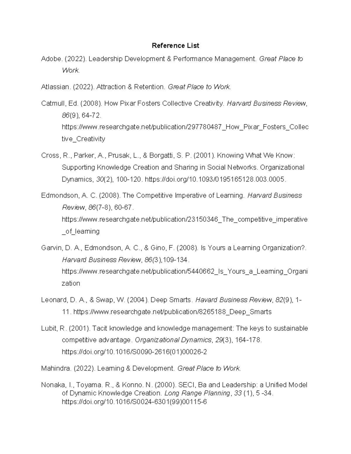 Final exam - Reference List Adobe. (2022). Leadership Development ...
