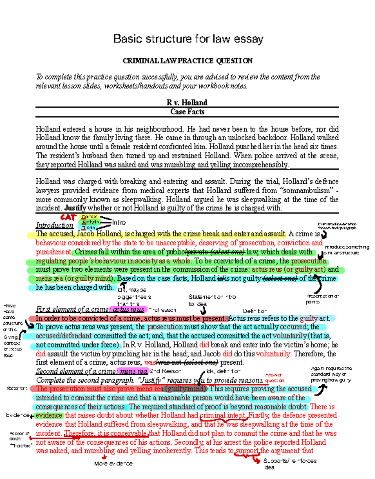 Basic Structure For Law Essay - CRIMINAL LAW PRACTICE QUESTION To ...