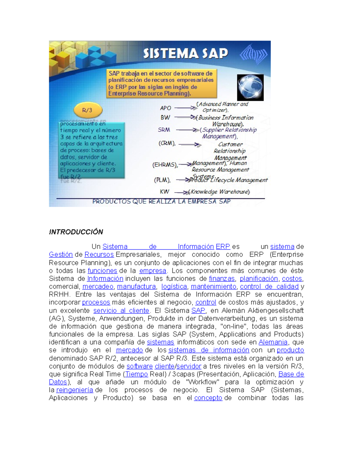 Sistemas sap - sistema sap, como funciona. - INTRODUCCIÓN Un Sistema de ...