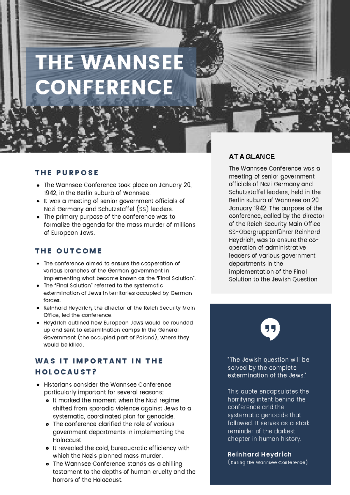 The Wannsee Conference - “The Jewish question will be solved by the ...