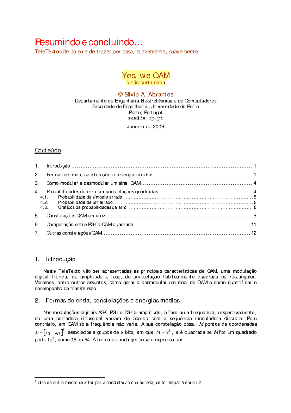 TELE2 - Modulação QAM - Resumindo e concluindo... Tel eText os de bol ...