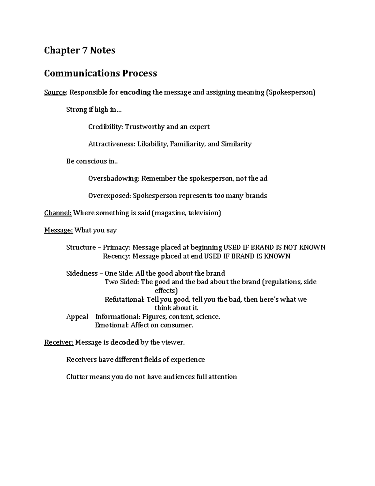 Chapter 7 - Principles of Marketing - Chapter 7 Notes Communications ...