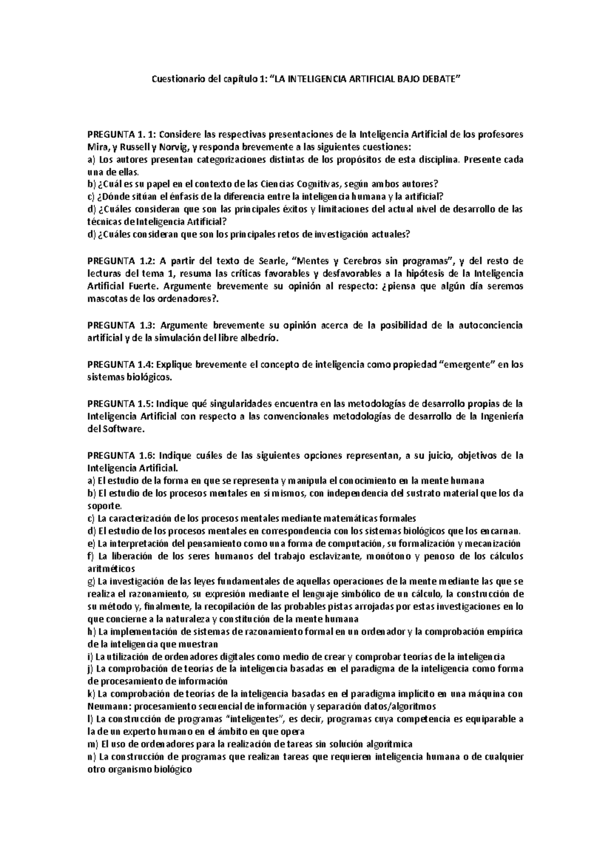 IA debate - Apuntes Inteligencia Artificial - Cuestionario del capítulo ...