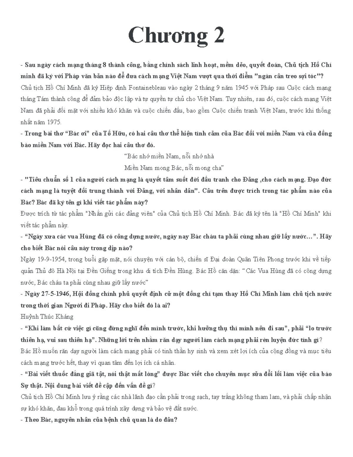 Tư tưởng hcm chap2 - Chương 2 Sau ngày cách mạng tháng 8 thành công, bằng chính sách linh hoạt ...