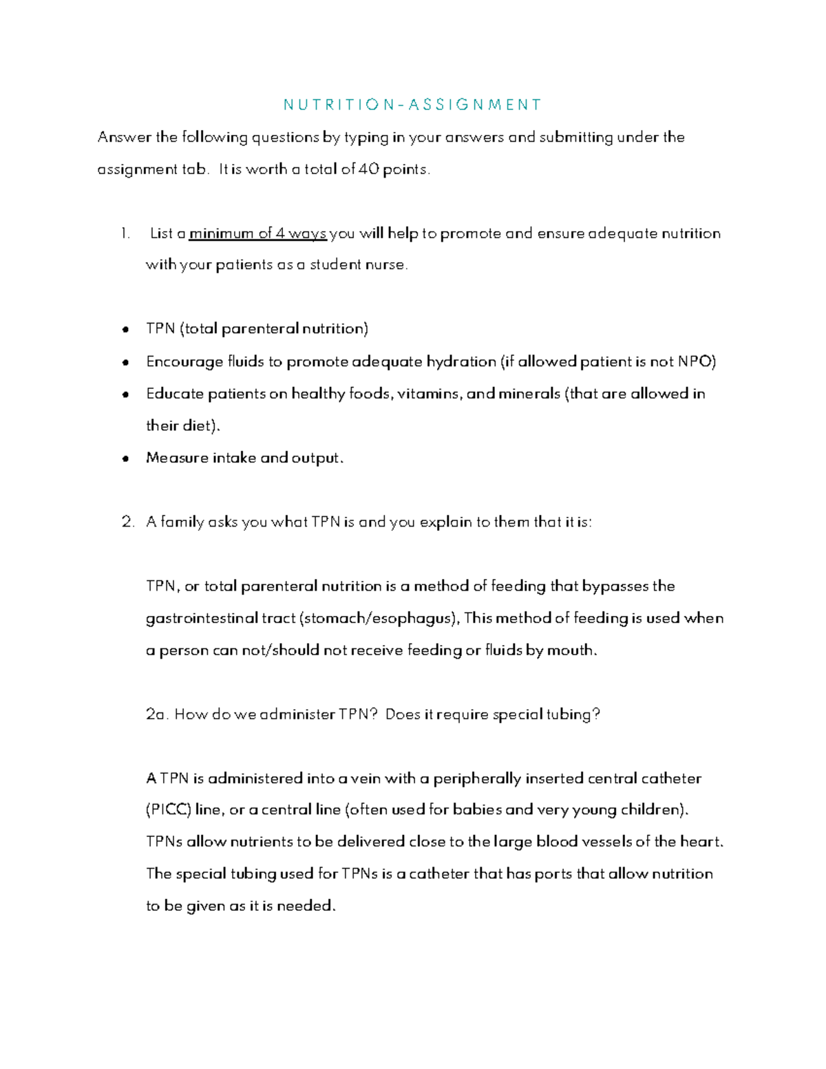 B248 Nutrition Assignment - N U T R I T I O N - A S S I G N M E N T ...