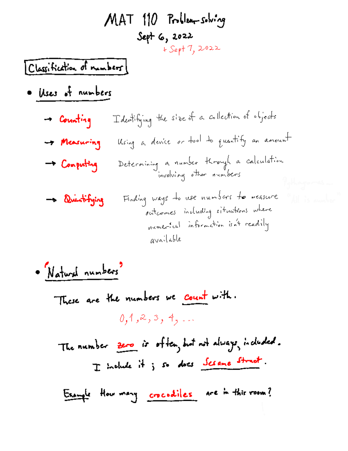 110-02 09-07 classification of numbers - end - MAT 110 - Studocu