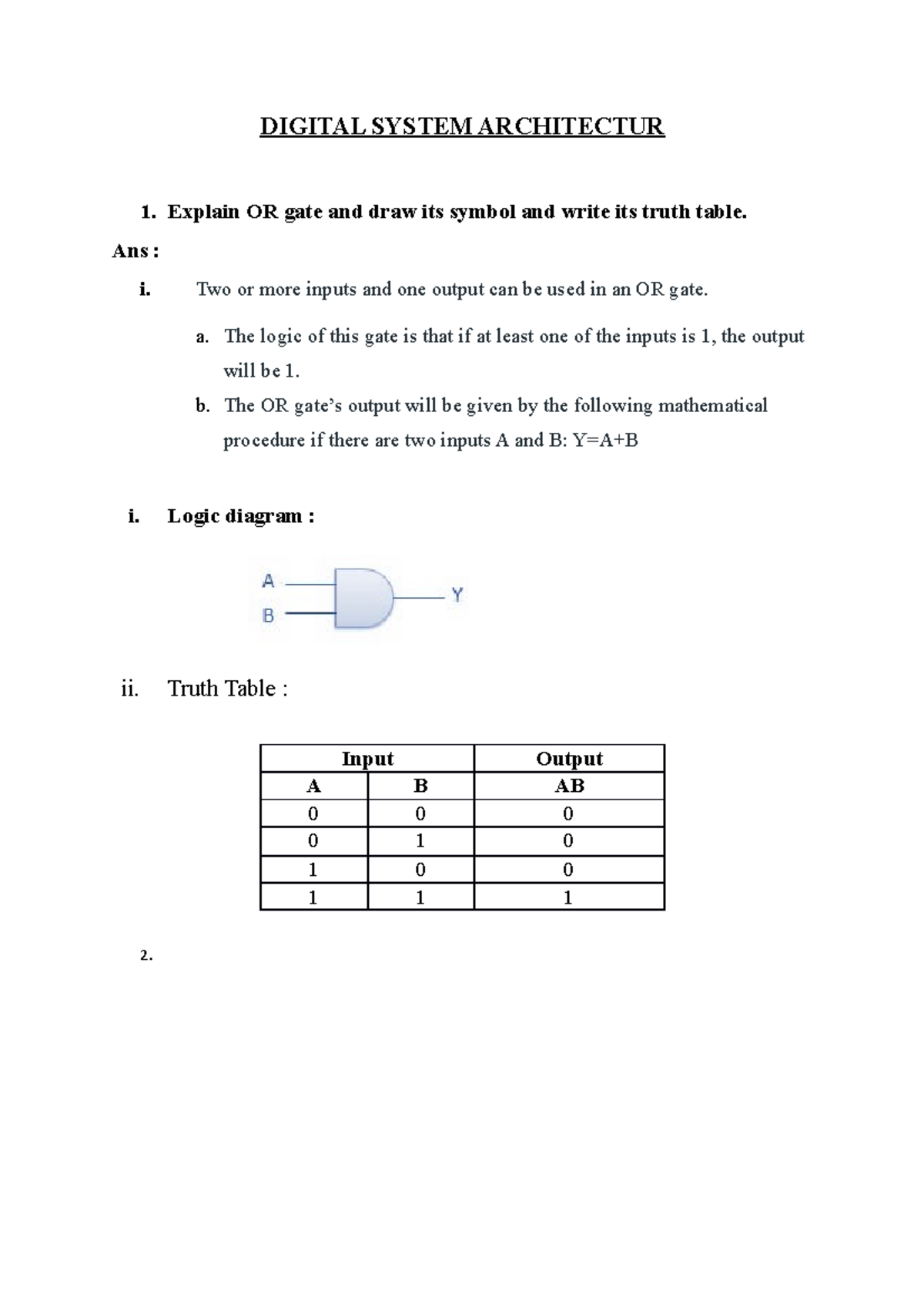 DSA Question BANK SEM I - notes - DIGITAL SYSTEM ARCHITECTUR 1. Explain ...