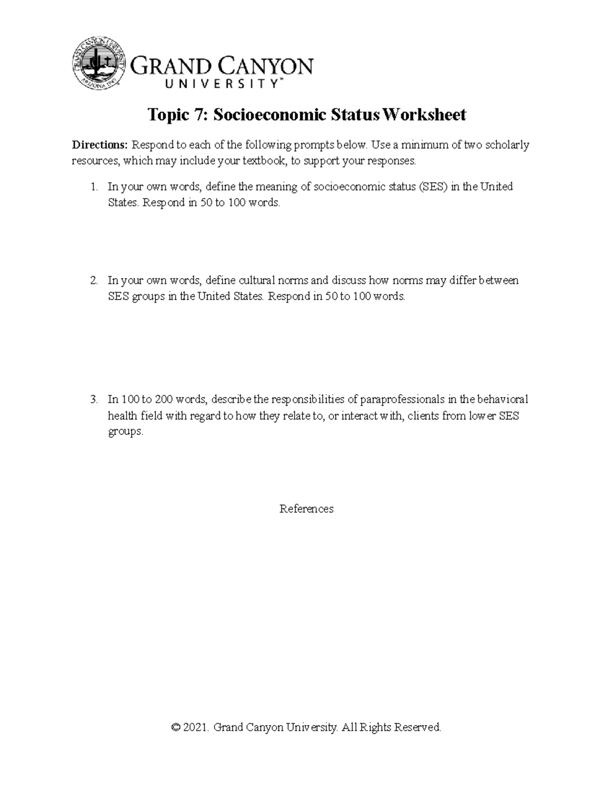 BHS 330 RS T7 SESWorksheet - Topic 7: Socioeconomic Status Worksheet ...