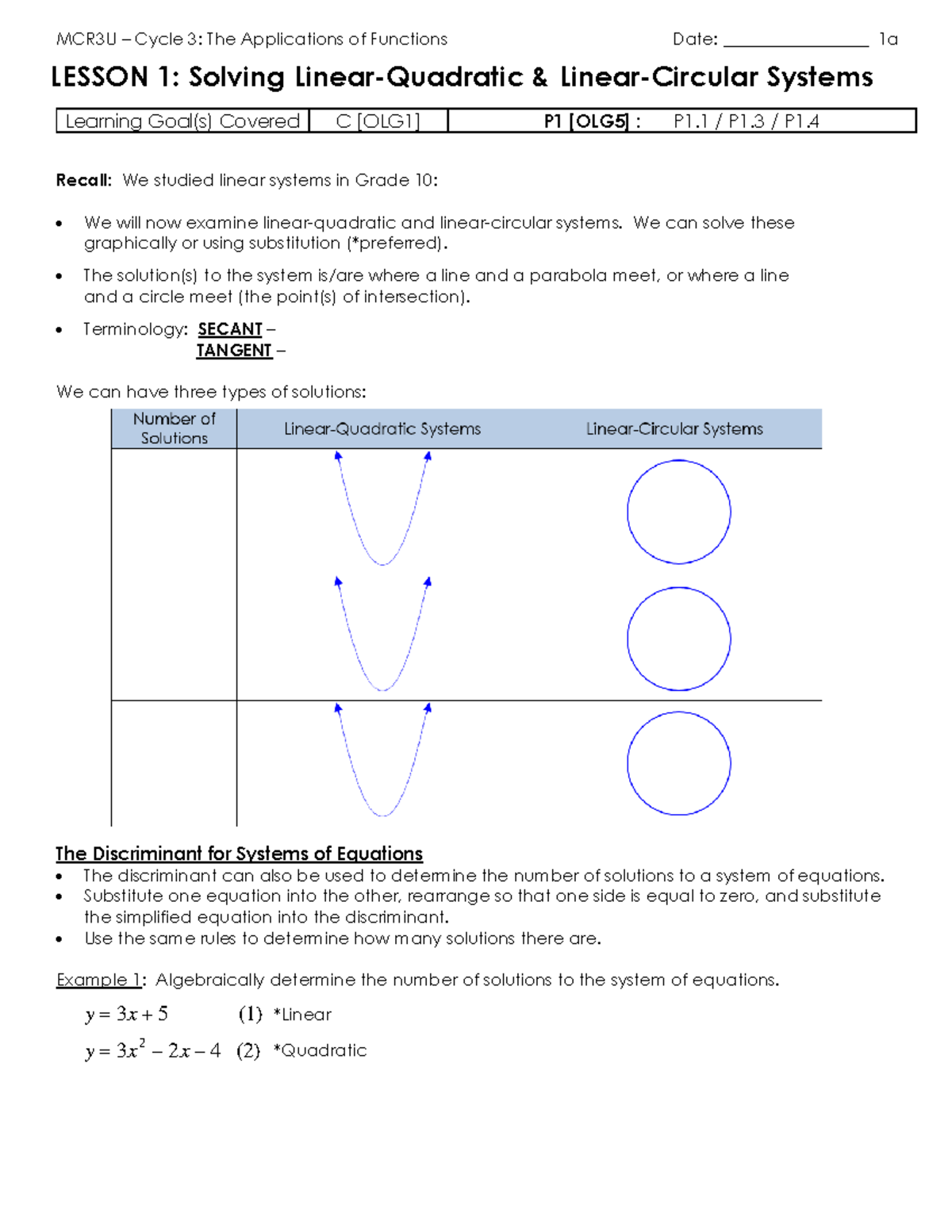 C3 - 1a - Quadratic Applications - Solving Linear-Quadratic and Linear ...