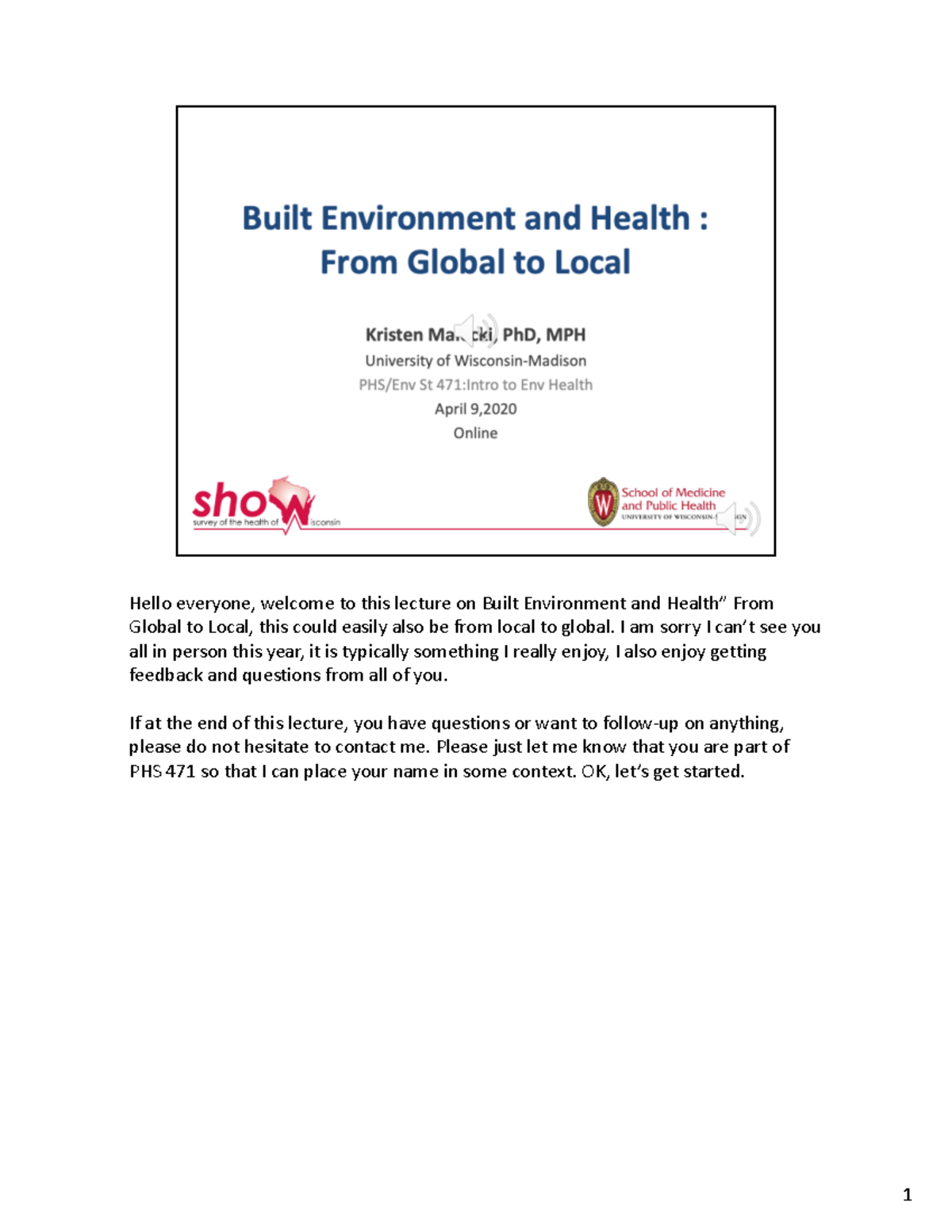 Test 3 Lecture Notes - Built Environment - Hello everyone, welcome to ...