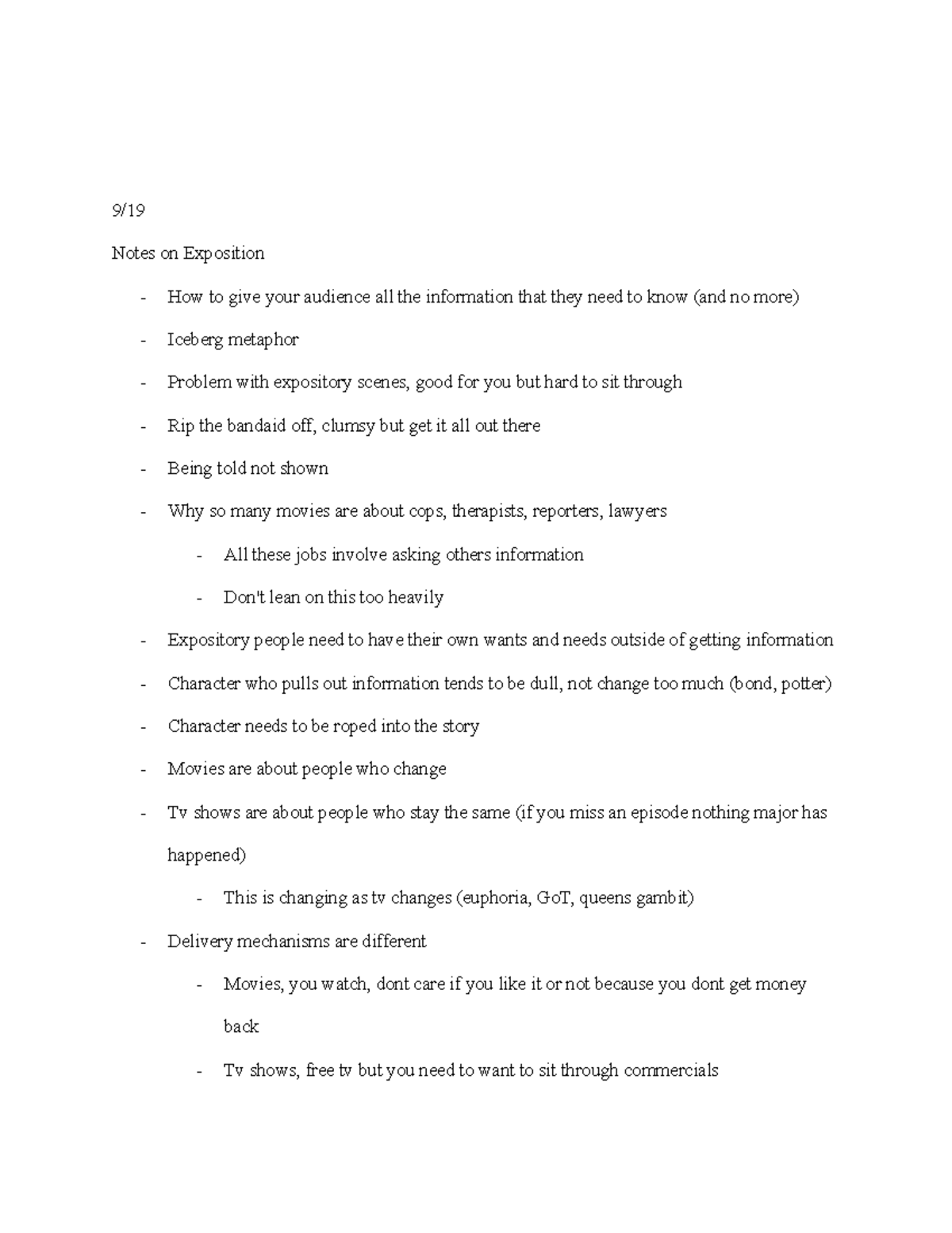 Exposition Notes - 9/ Notes on Exposition - How to give your audience ...