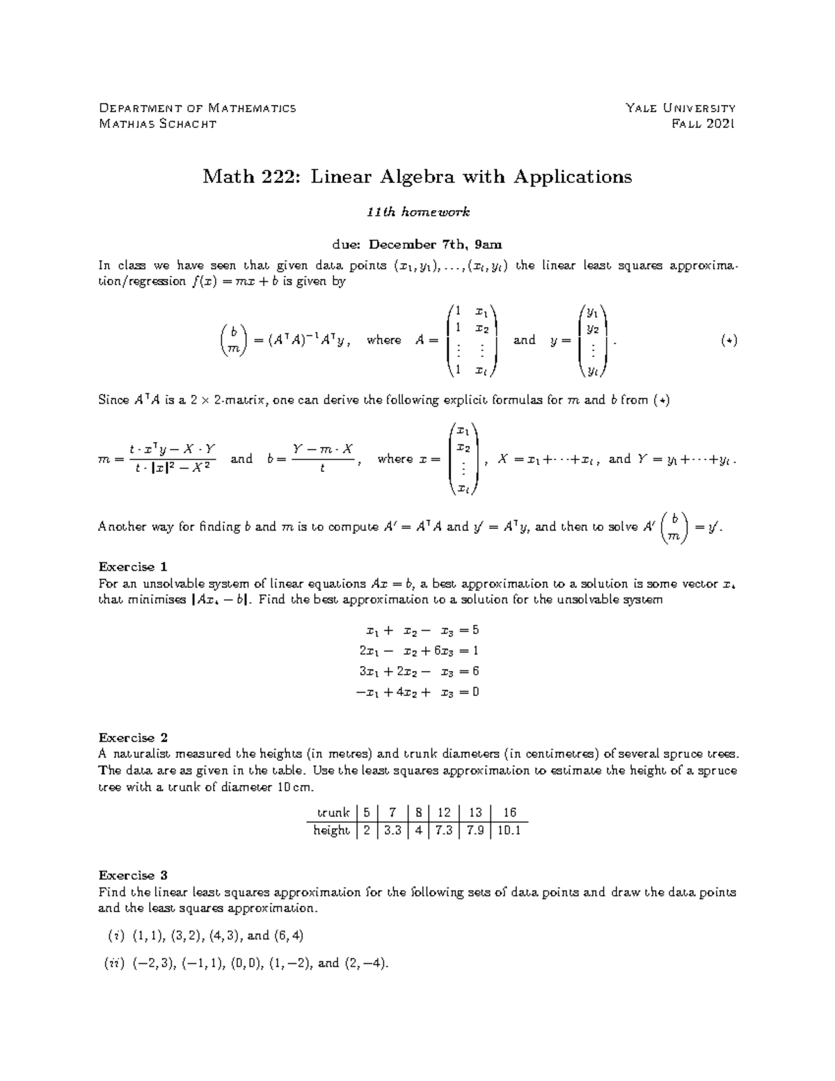 Hw11 - Department of Mathematics Yale University Mathias Schacht Fall ...