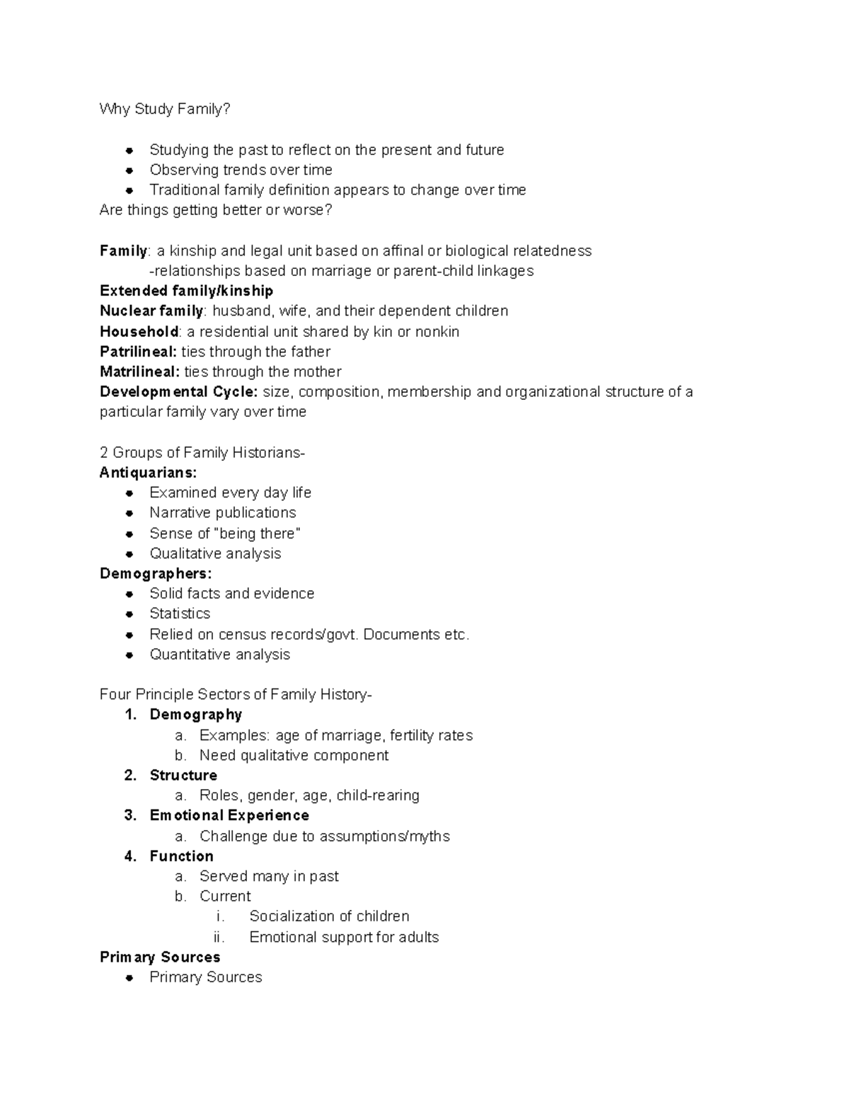 FCS American Family Notes - Why Study Family? Studying the past to ...