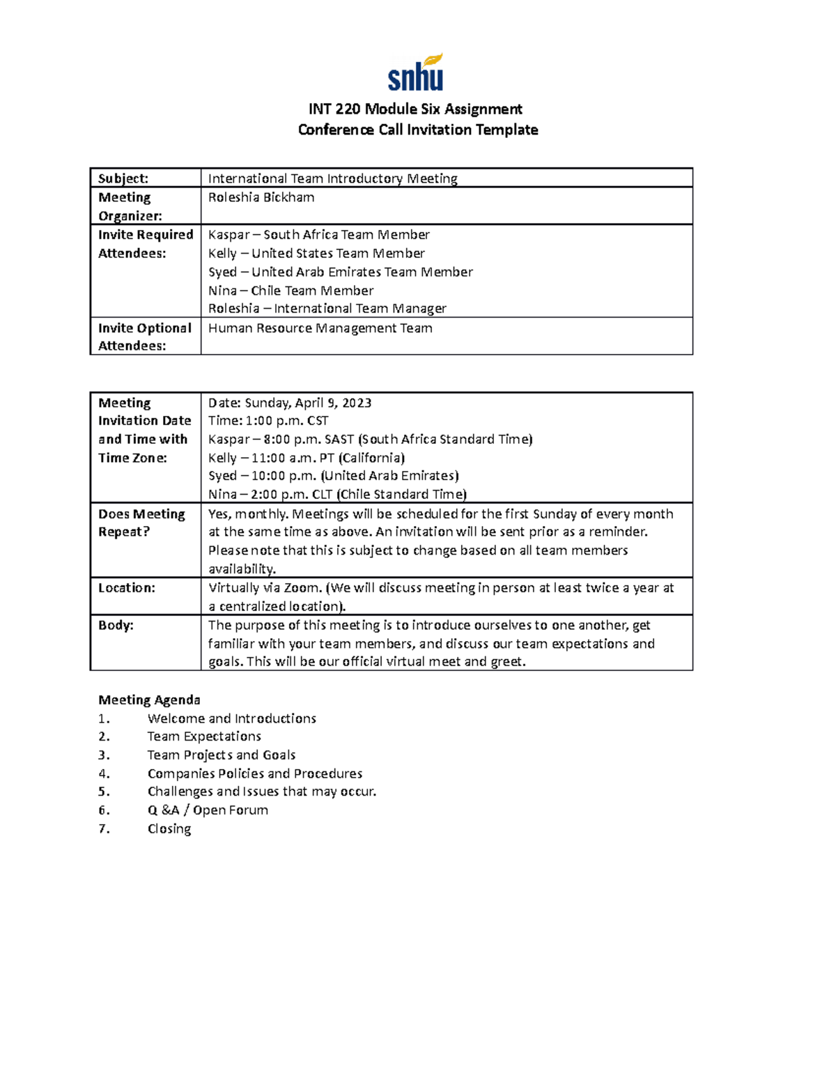 INT 220 Conference Call Invitation Template - INT 220 Module Six ...
