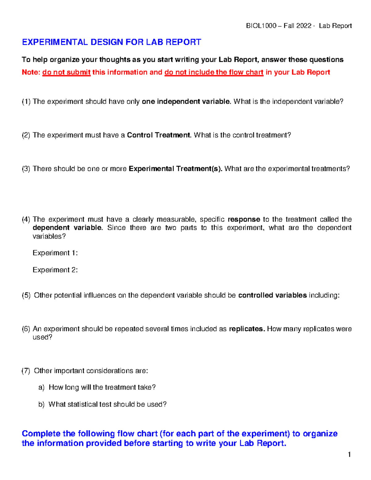 BIOL1000-F2022-Lab Report on Duckweed-Experimental Design - BIOL 1000 ...
