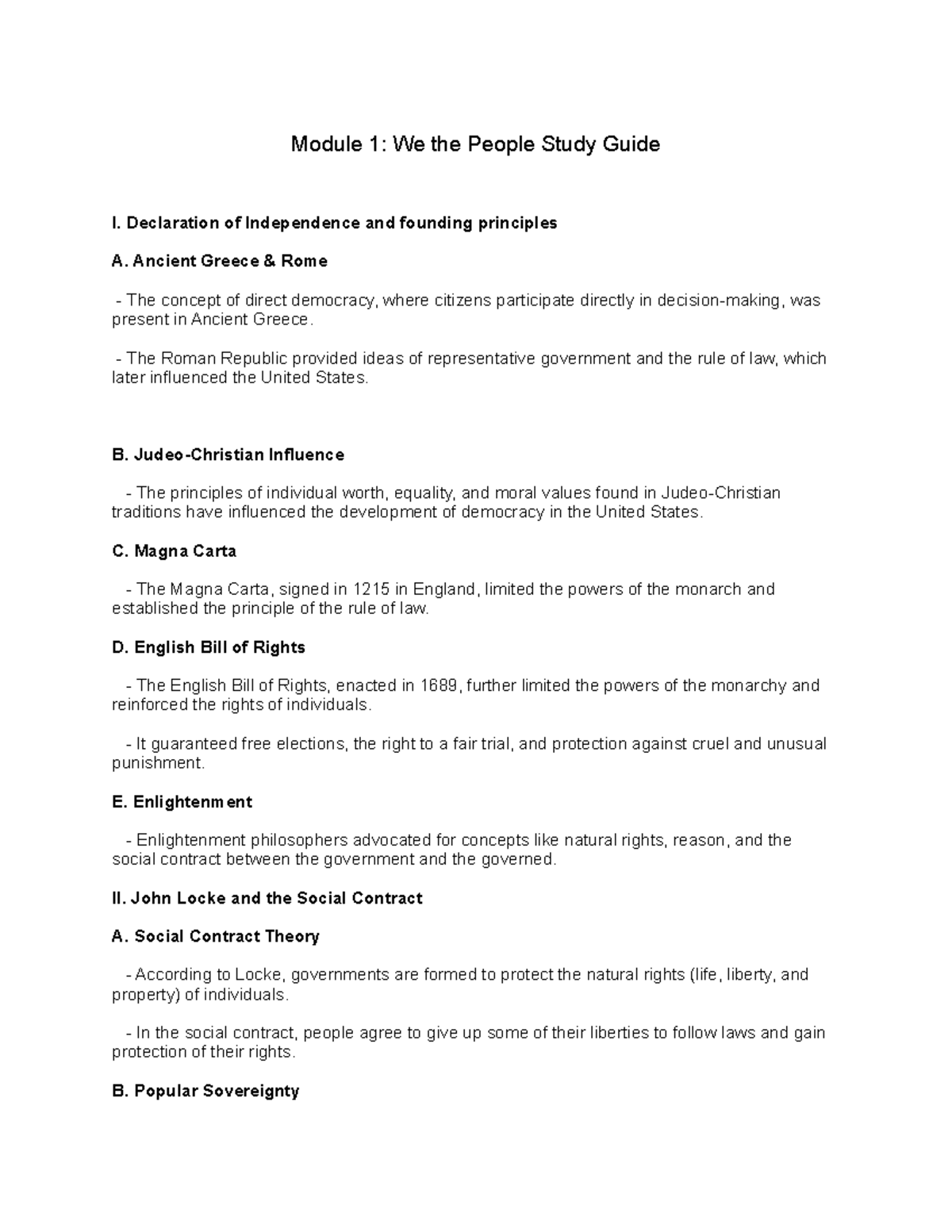 Updatedv 23Mod1Study Guide - Module 1: We the People Study Guide I ...