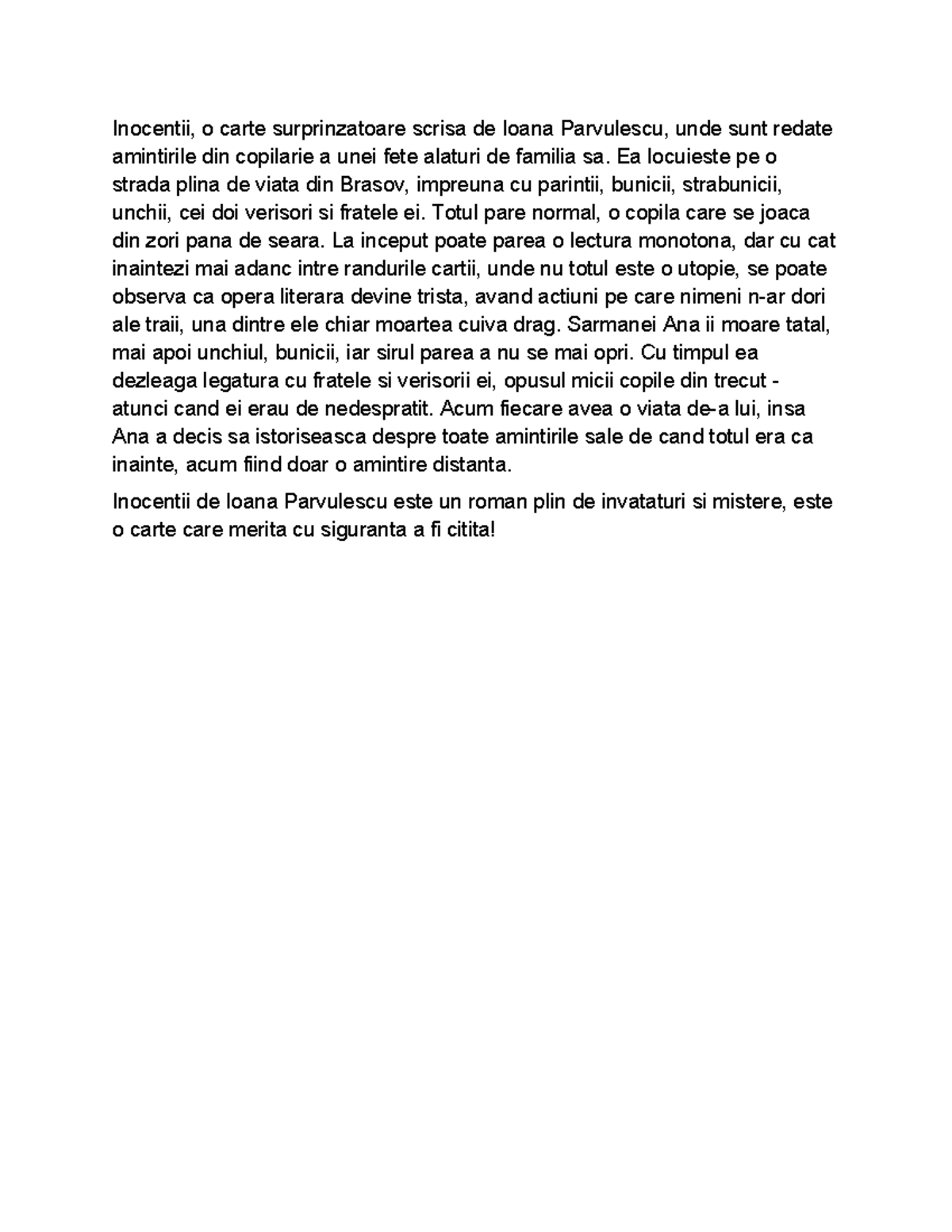 Inocentii - Ea locuieste pe o strada plina de viata din Brasov ...