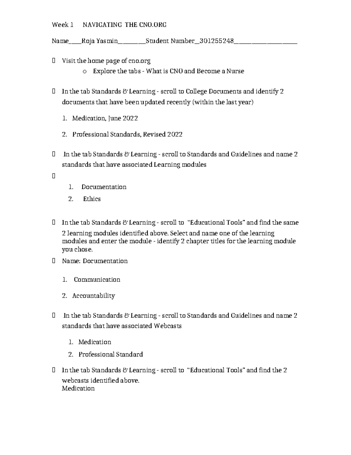 CNO Navigation Exercise - Week 1 NAVIGATING THE CNO Name_____Roja ...