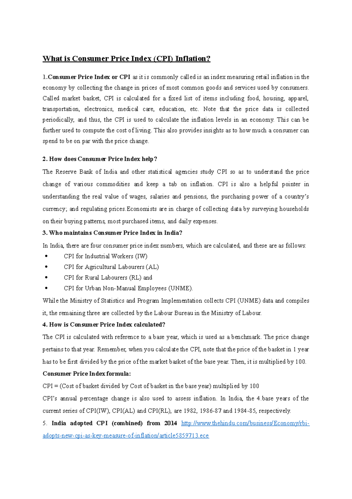 What is Consumer Price Index - Called market basket, CPI is calculated ...