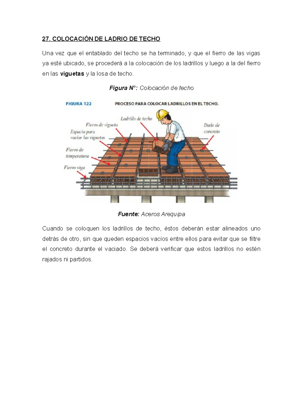 29-33 - FFFF - 27. COLOCACIÓN DE LADRIO DE TECHO Una vez que el ...