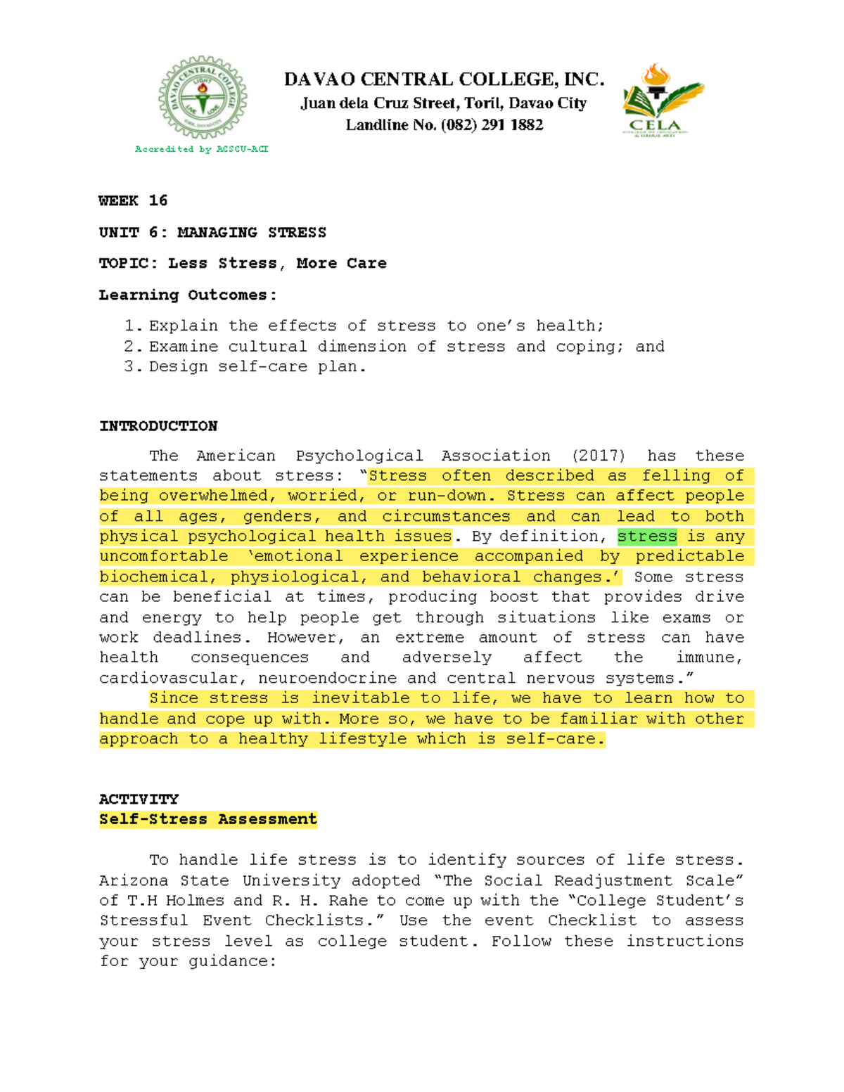 GE PSY1A Concept WEEK 16 - Accredited by ACSCU-ACI Juan dela Cruz ...